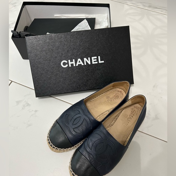 CHANEL | Shoes | Womens Chanel Espadrille Shoes In Navy Size 388 | Poshmark